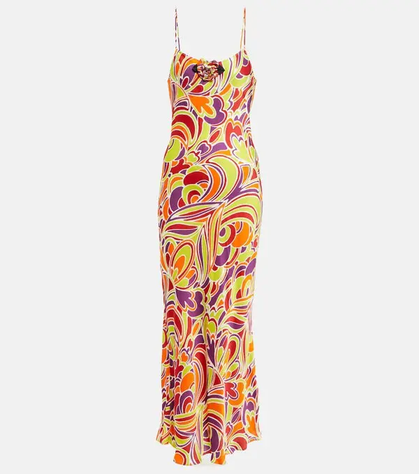 RODARTE Printed Satin Slip Dress