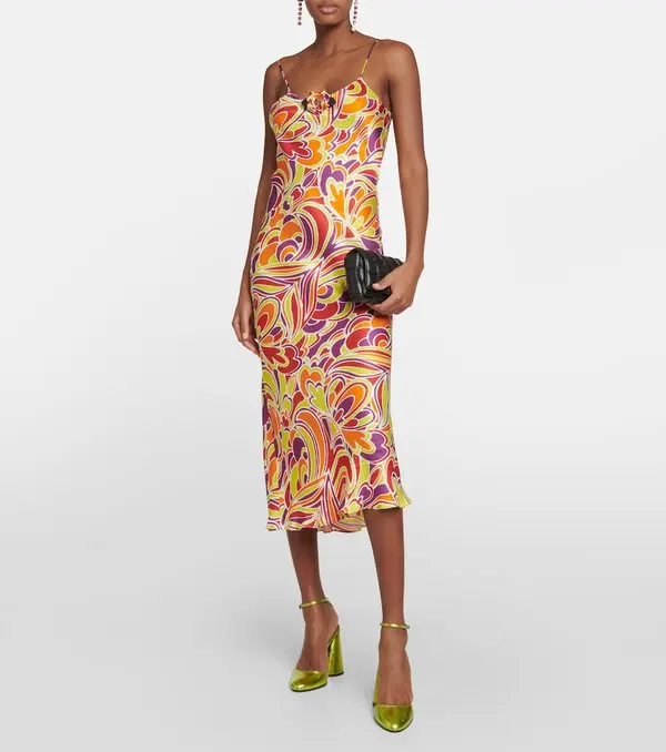 RODARTE Printed Satin Slip Dress