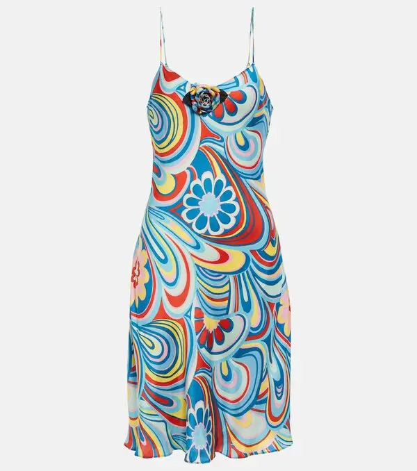 RODARTE Printed Satin Slip Dress - Multicoloured