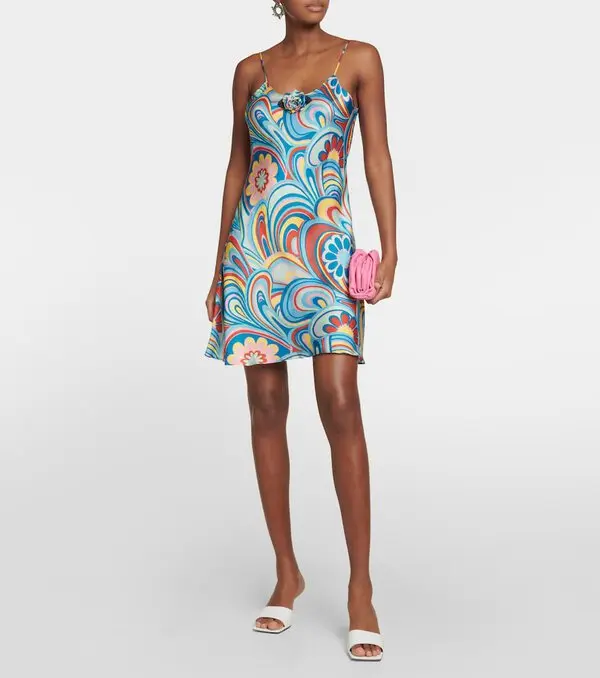 RODARTE Printed Satin Slip Dress