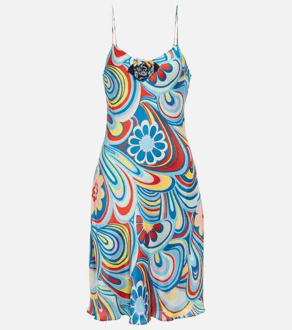 RODARTE Printed Satin Slip Dress - Multicoloured