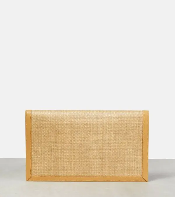 Saint Laurent Uptown Raffia Clutch - Neutrals