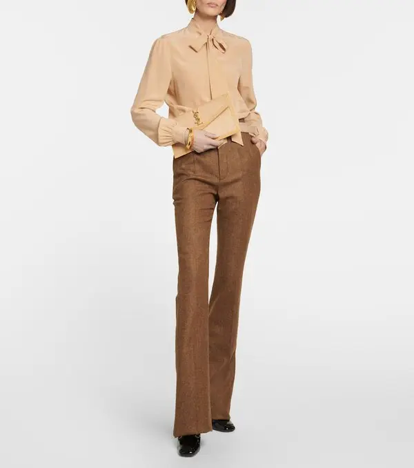 Saint Laurent Uptown Raffia Clutch - Neutrals
