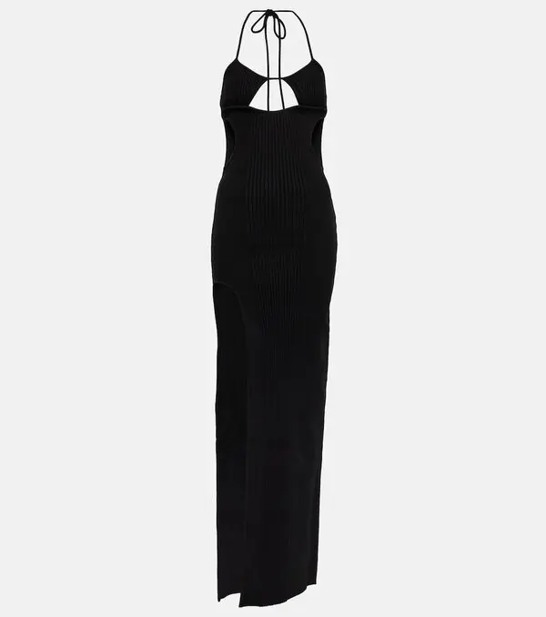 Off-White Cutout Ribbed-knit Gown