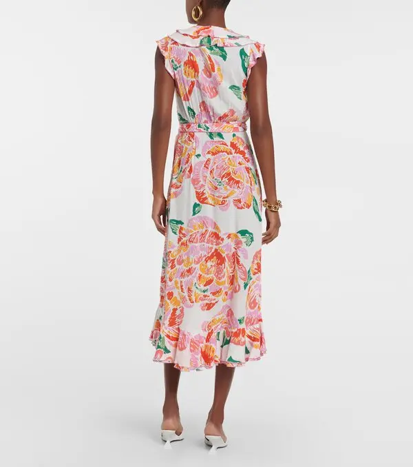 Poupette St Barth Aude Floral Midi Wrap Dress