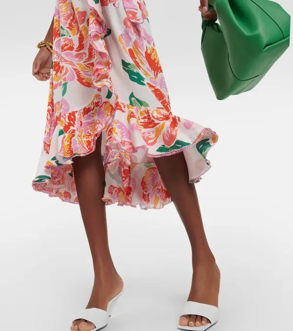 Poupette St Barth Aude Floral Midi Wrap Dress