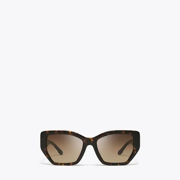 Tory Burch Kira Oversized Sunglasses - Dark Tortoise/brown Gradient Polar
