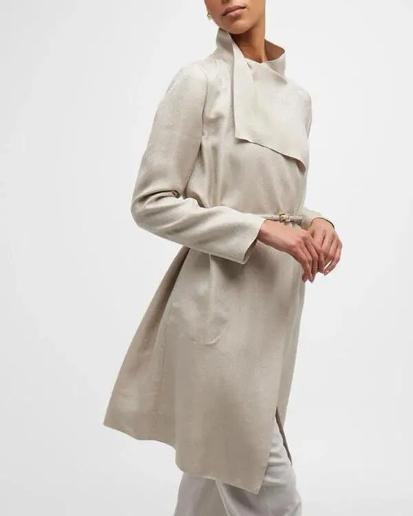 Giorgio Armani Metallic Wrap Coat With Belt