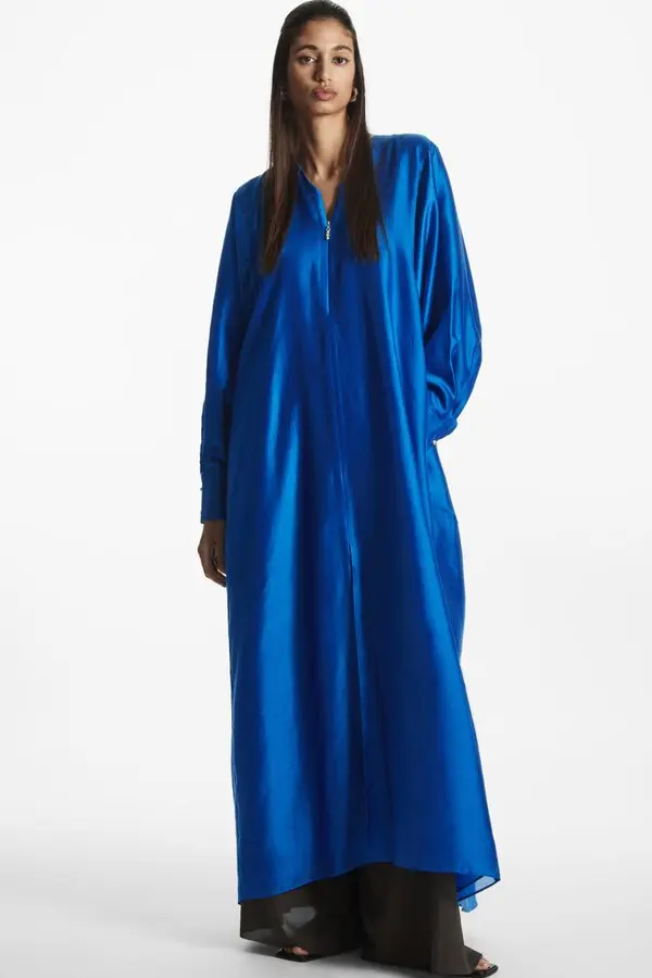 Cos V-Neck Kaftan-Style Dress - Blue | Editorialist
