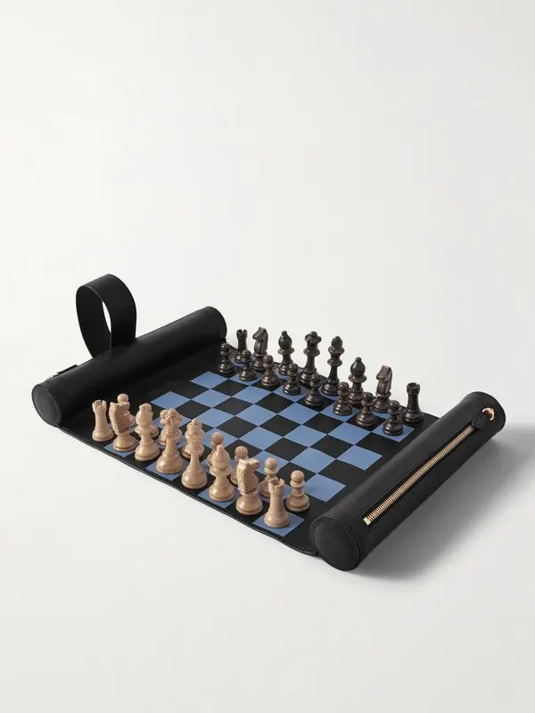 Smythson Panama Cross-grain Leather Chess Set