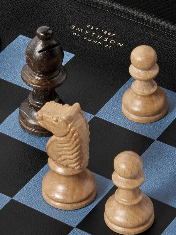 Smythson Panama Cross-grain Leather Chess Set
