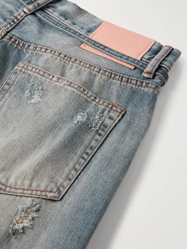 Acne Studios 1991 Toj Detroit Straight-Leg Belted Distressed Jeans