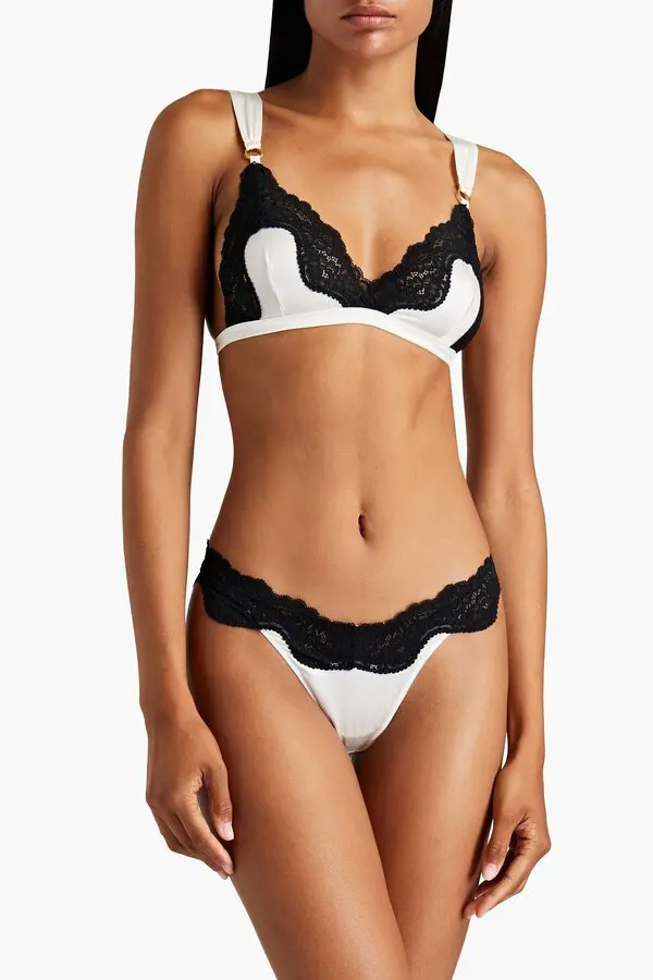 Stella McCartney Lacetrimmed Stretchsilk Satin Triangle Bra