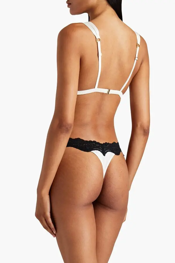 Stella McCartney Lacetrimmed Stretchsilk Satin Triangle Bra