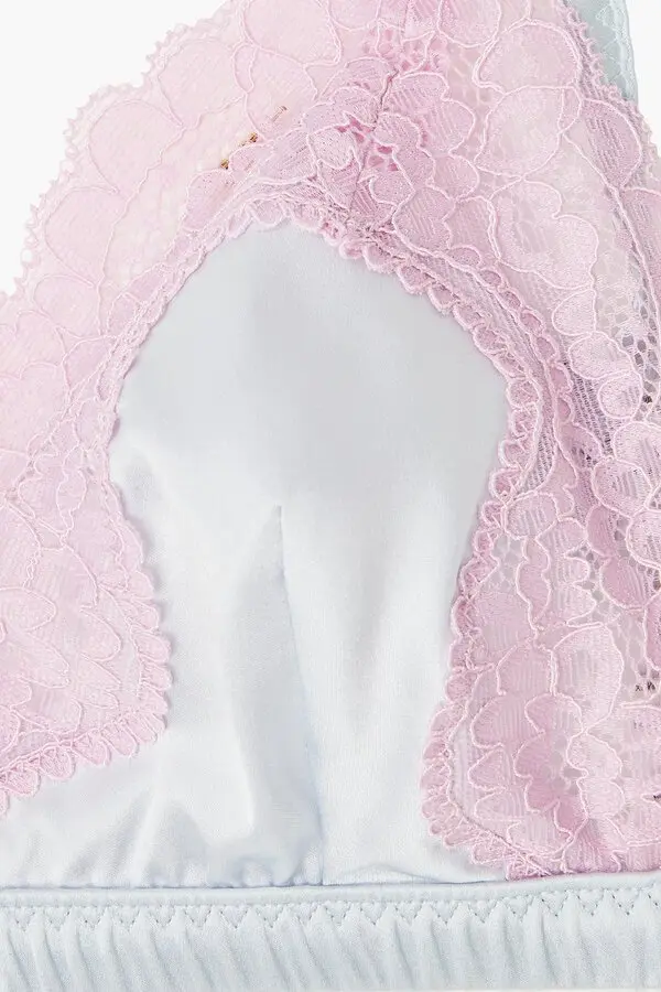 Stella McCartney Lacetrimmed Stretchsilk Satin Triangle Bra