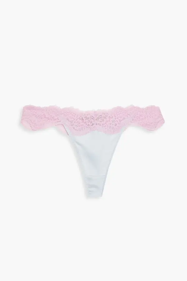 Stella McCartney Lacetrimmed Stretchsilk Satin Lowrise Thong