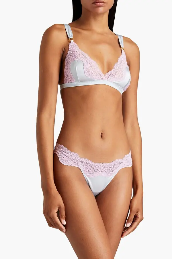 Stella McCartney Lacetrimmed Stretchsilk Satin Lowrise Thong