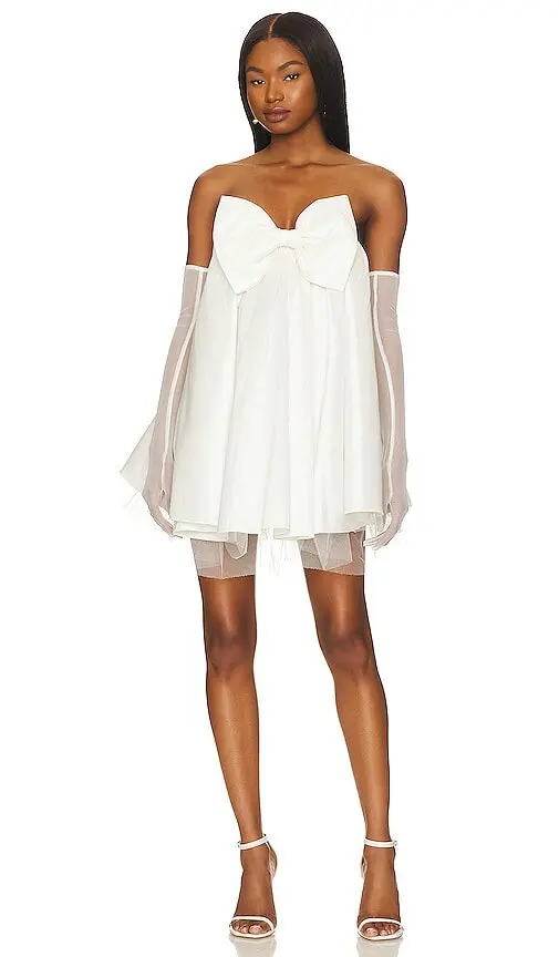 white christmas dresses For Love & Lemons Organza Sequin Embroidered Mini Dress