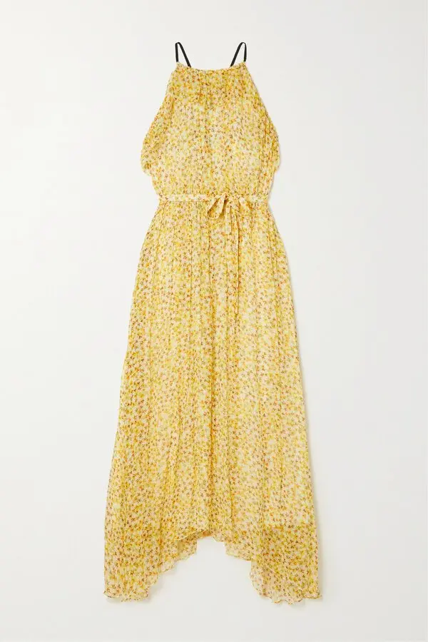 white christmas dresses Off White Floral Print Halter Neck Midi Dress main image 1