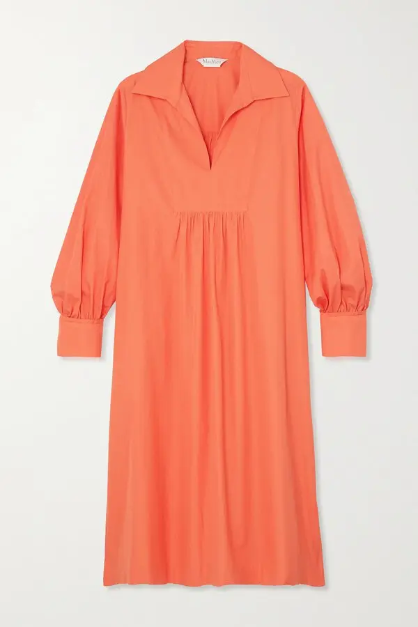 Max Mara Nupar Cotton-poplin Midi Dress
