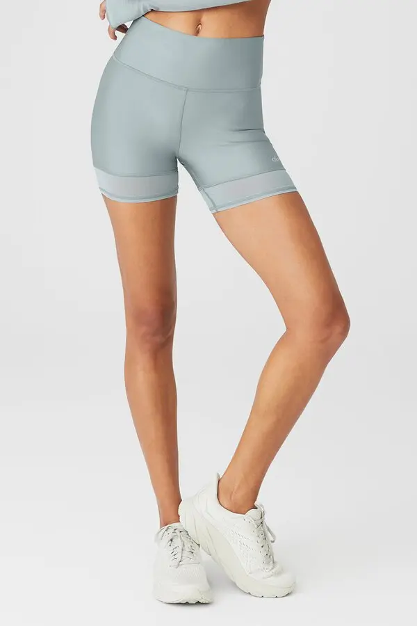 Alo Yoga 5" Airlift Double Trouble Biker Short In Cosmic Grey - 21% Off |  Editorialist