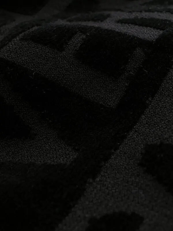 Versace Monogram-pattern Hooded Bathrobe - Black