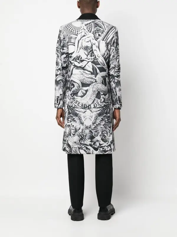 Philipp Plein Graphic Print Wool Coat