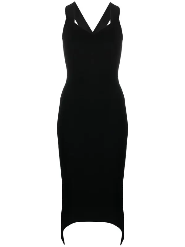 PATOU Sweetheart-neck Midi Dress - Black