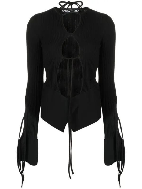 ANDREĀDAMO Cut-out Ribbed Top