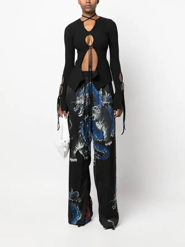 ANDREĀDAMO Cut-out Ribbed Top