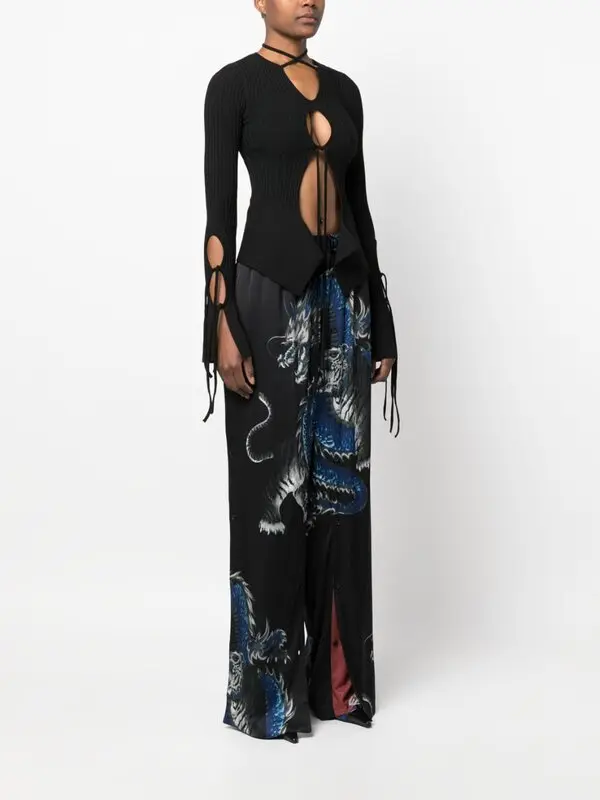 ANDREĀDAMO Cut-out Ribbed Top