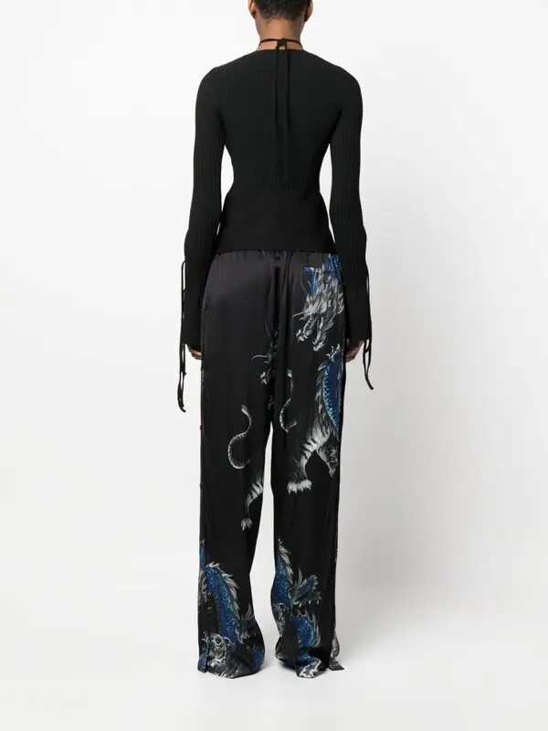 ANDREĀDAMO Cut-out Ribbed Top