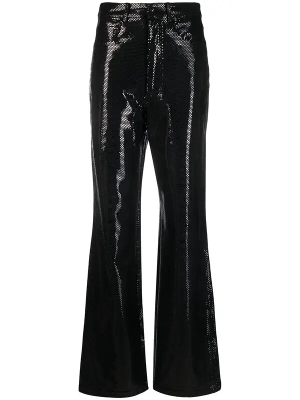 ROTATE BY BIRGER CHRISTENSEN Foil Jersey Straight-leg Trousers