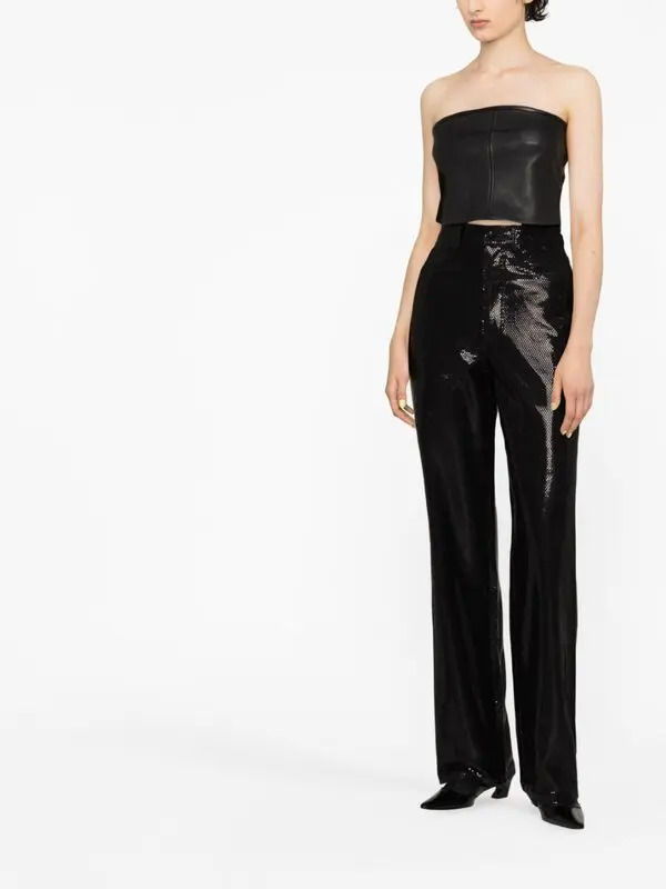 ROTATE BY BIRGER CHRISTENSEN Foil Jersey Straight-leg Trousers
