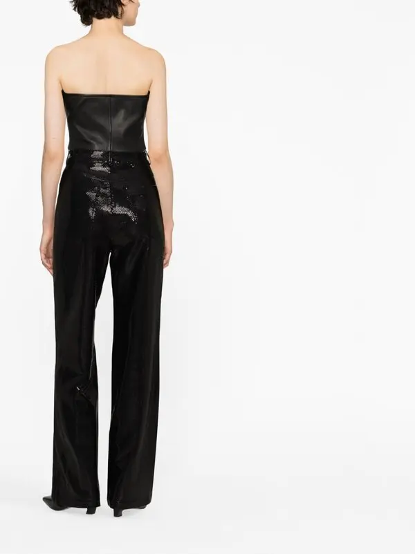 ROTATE BY BIRGER CHRISTENSEN Foil Jersey Straight-leg Trousers