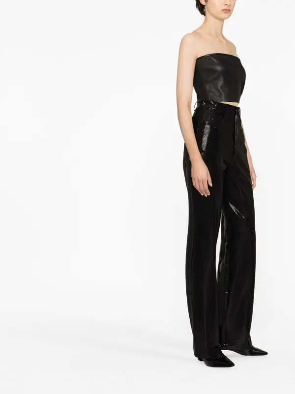 ROTATE BY BIRGER CHRISTENSEN Foil Jersey Straight-leg Trousers