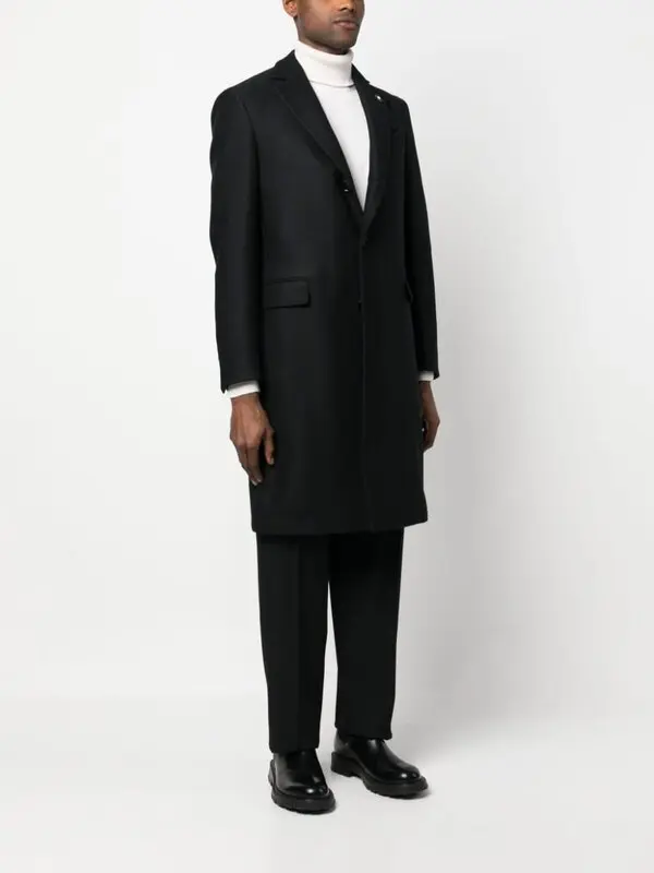 LARDINI Single-breasted Wool Coat - Black