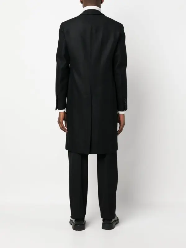 LARDINI Single-breasted Wool Coat - Black