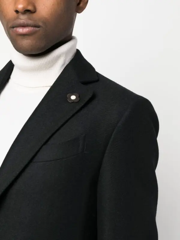 LARDINI Single-breasted Wool Coat - Black