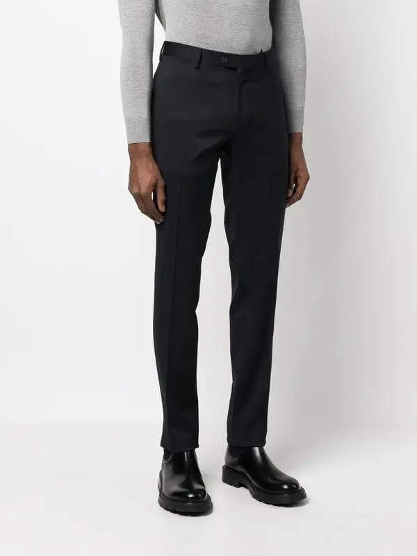 LARDINI Straight-leg Wool Trousers - Blue