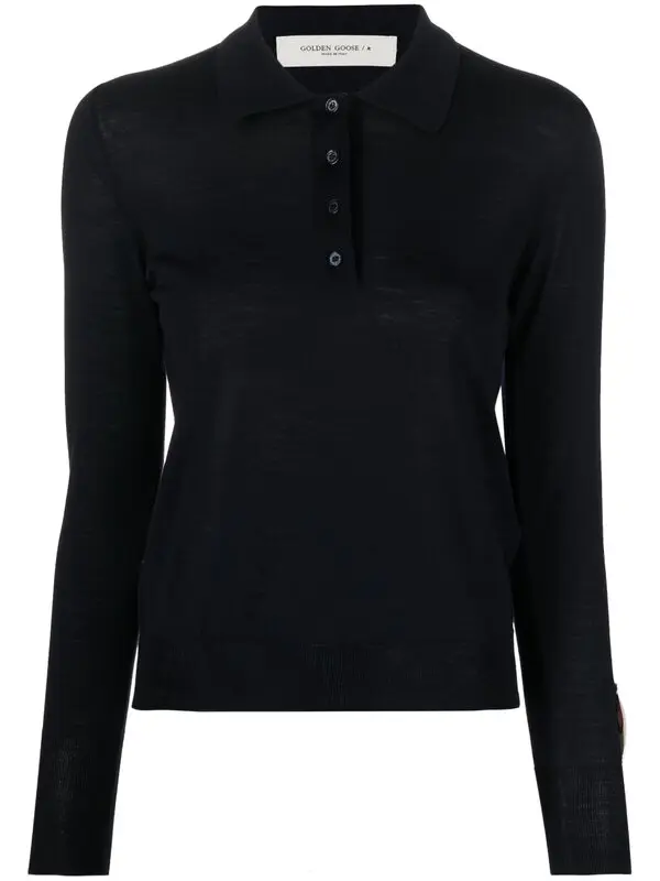 GOLDEN GOOSE Long Sleeve Wool Polo Shirt