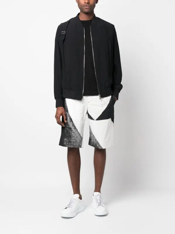 Alexander McQueen Abstract-print Bermuda Shorts - White