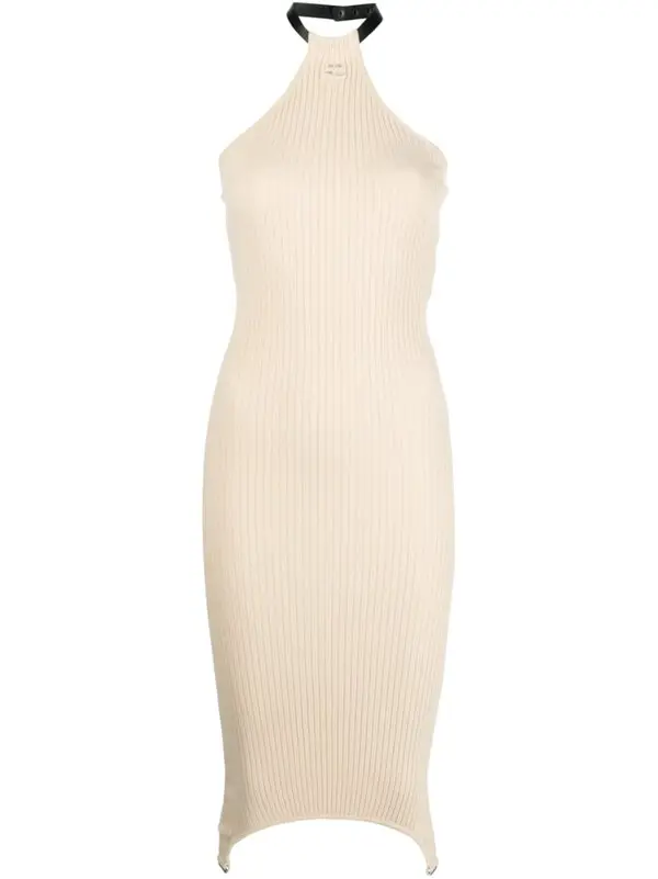 COURREGES Ribbed-knit Halterneck Dress