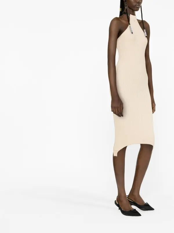 COURREGES Ribbed-knit Halterneck Dress
