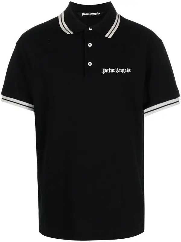 Palm Angels Embroidered-logo Polo Shirt - Black