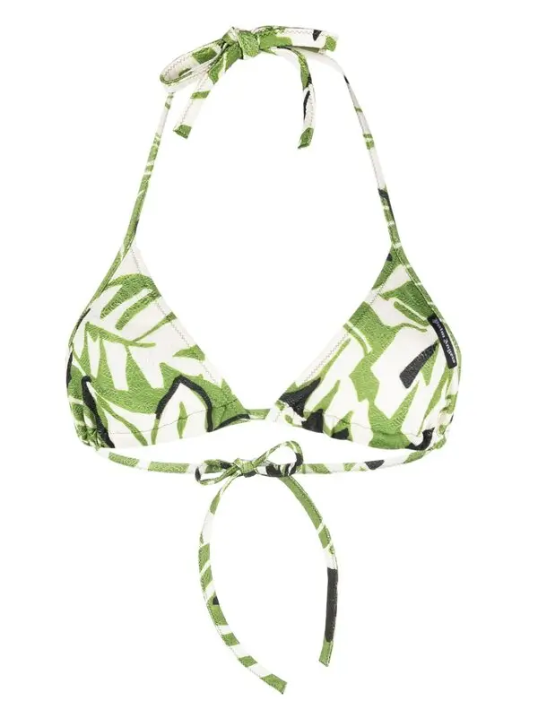 Palm Angels Hibiscus Triangle Bikini Top - Green
