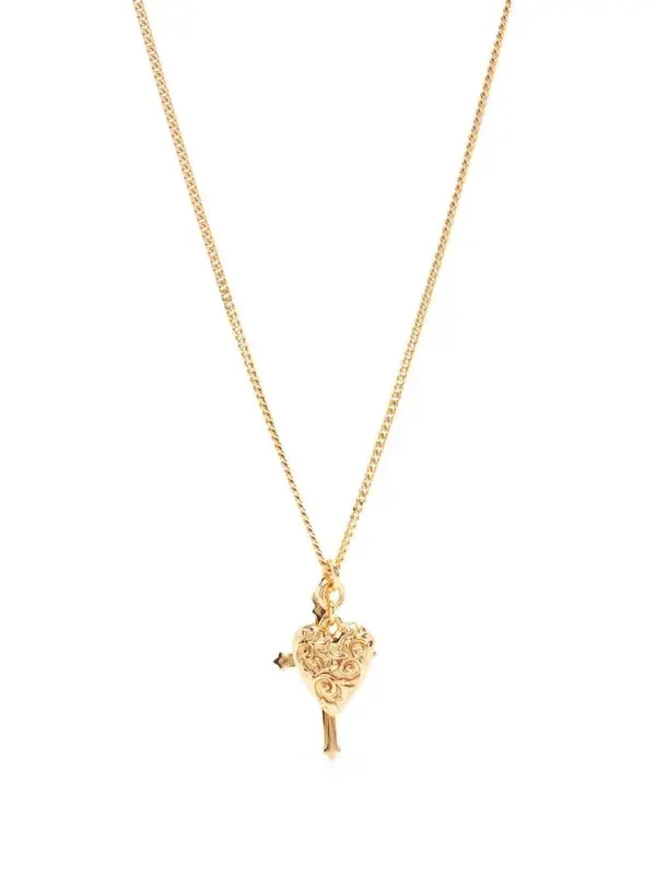 Emanuele Bicocchi Cross And Arabesque Heart Pendant - Gold