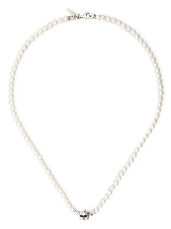 Emanuele Bicocchi Skull Pearl Necklace - White