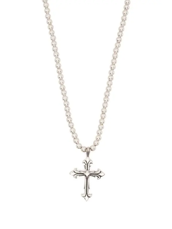 Emanuele Bicocchi Fleury Cross Beaded Necklace - Silver
