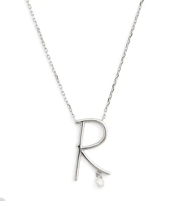 PERSEE Gold And Diamond Alphabet Necklace - White